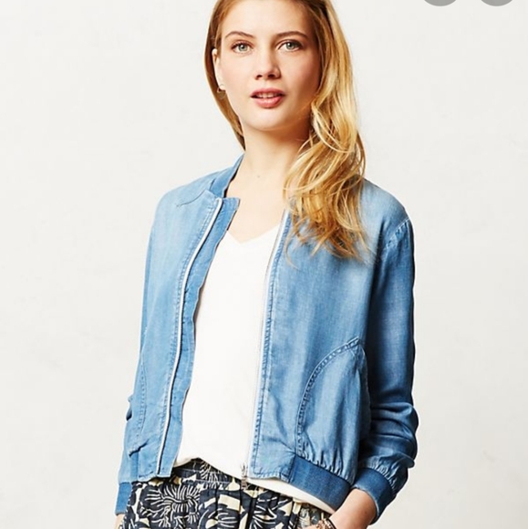 Anthropologie | Jackets & Coats | Anthro Chambray Bomber By Cloth Stone | Poshmark